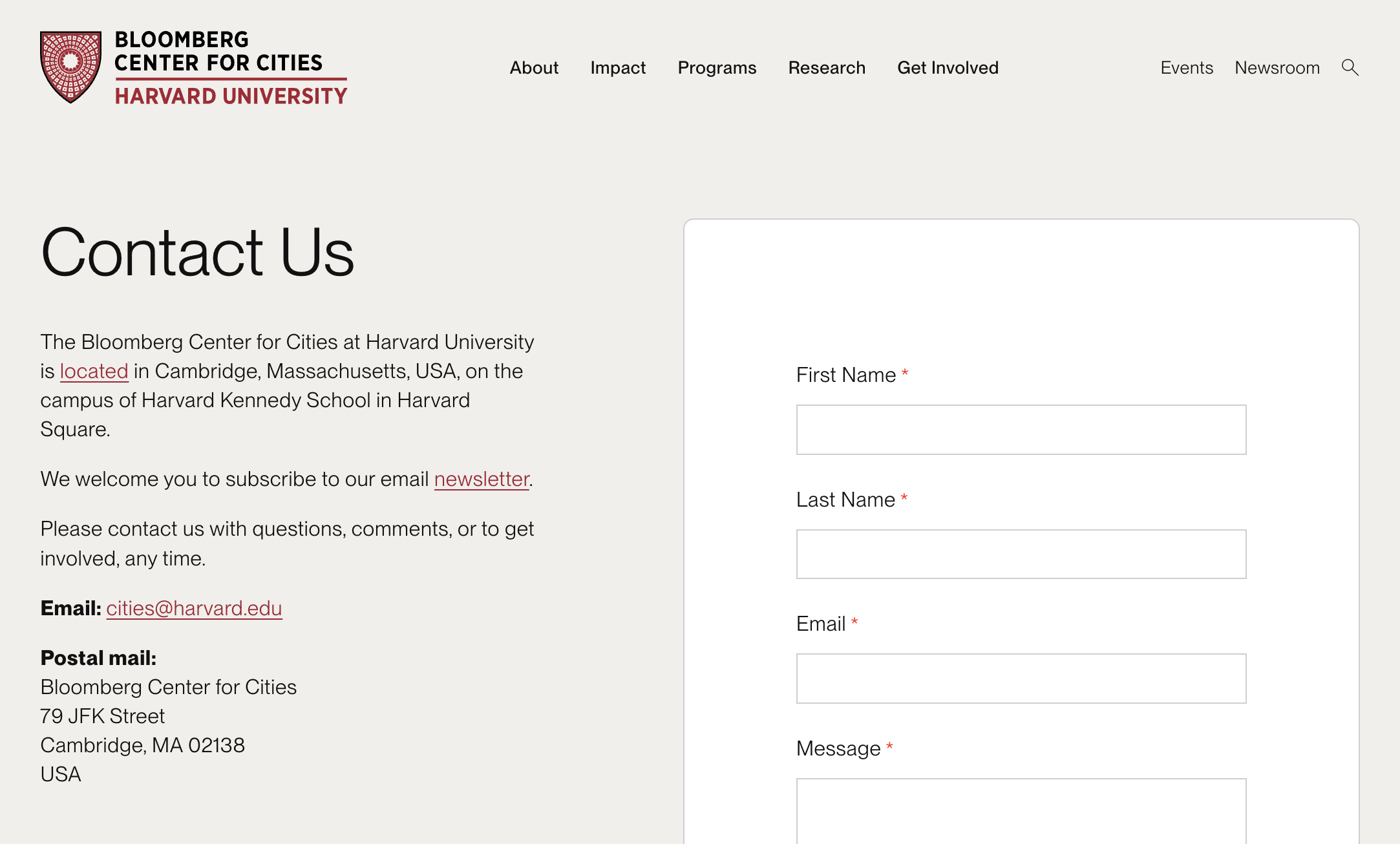 Contact Us - Bloomberg Center for Cities